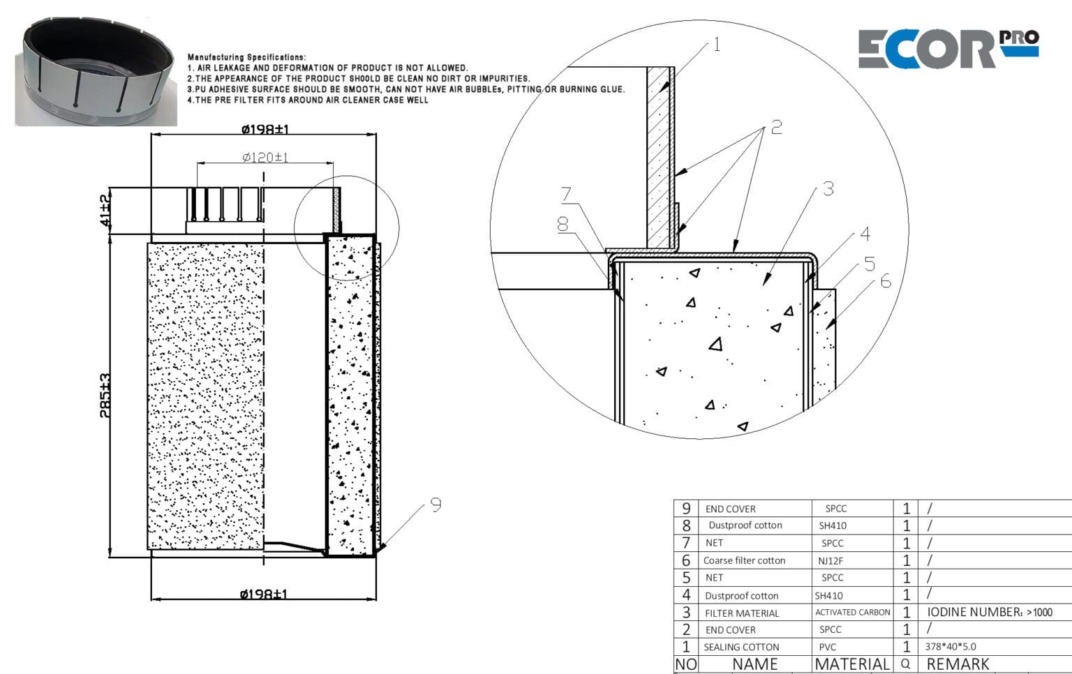 Carbon Filter Drum for Dehumifiers - Ecor Pro Dehumidifiers